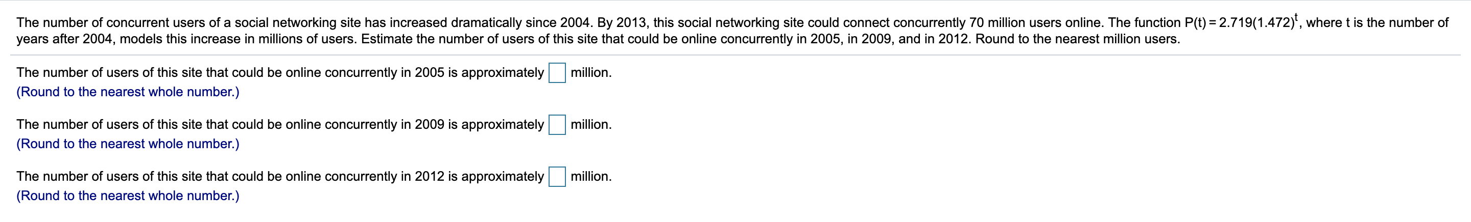 Solved The number of concurrent users of a social networking | Chegg.com