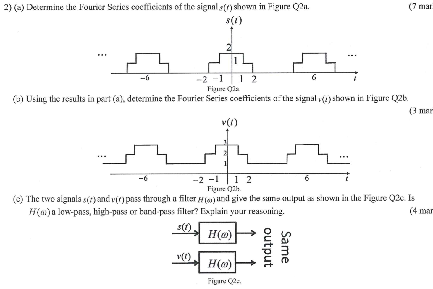 Solved (7 mar 2)(a) Determine the Fourier Series | Chegg.com