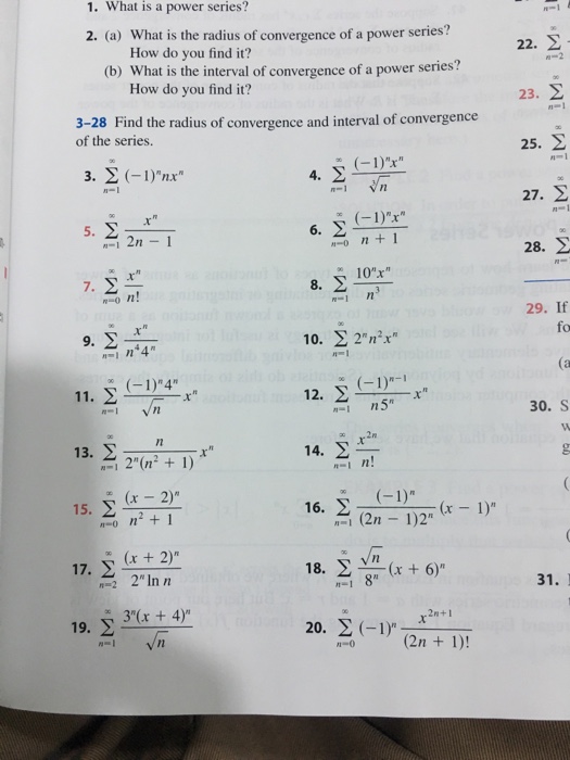 Solved What is a power series? 2. (a) What is the radius of | Chegg.com