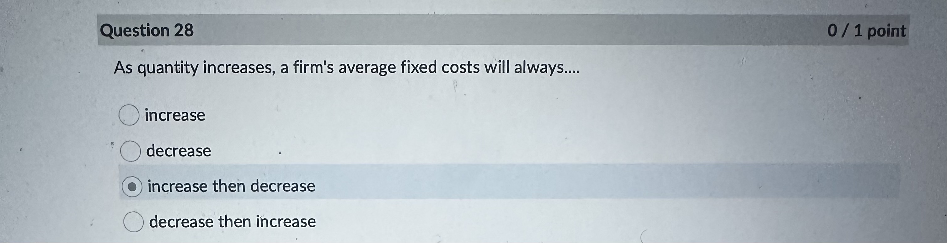 Solved Question 28 0//1 point As quantity increases, a | Chegg.com