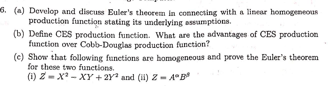 Solved 6. (a) Develop and discuss Euler's theorem in | Chegg.com