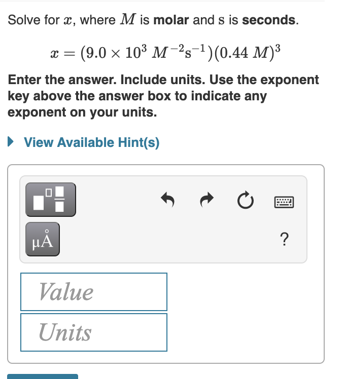 Solved Solve for X, where M is molar and s is seconds. (9.0 | Chegg.com