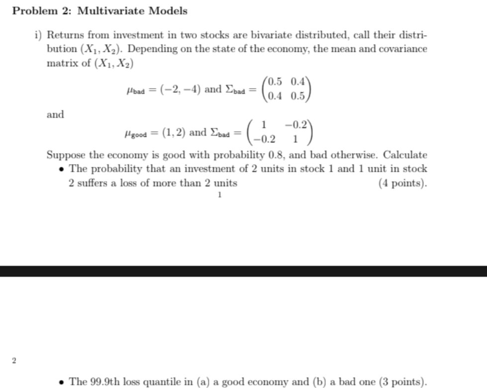 Problem 2: Multivariate Modelsi(x1,x2). ﻿Depending on | Chegg.com