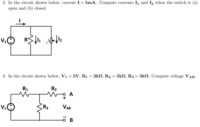 Solved 2. In the circuit shown below, current I=5mA. Compute | Chegg.com