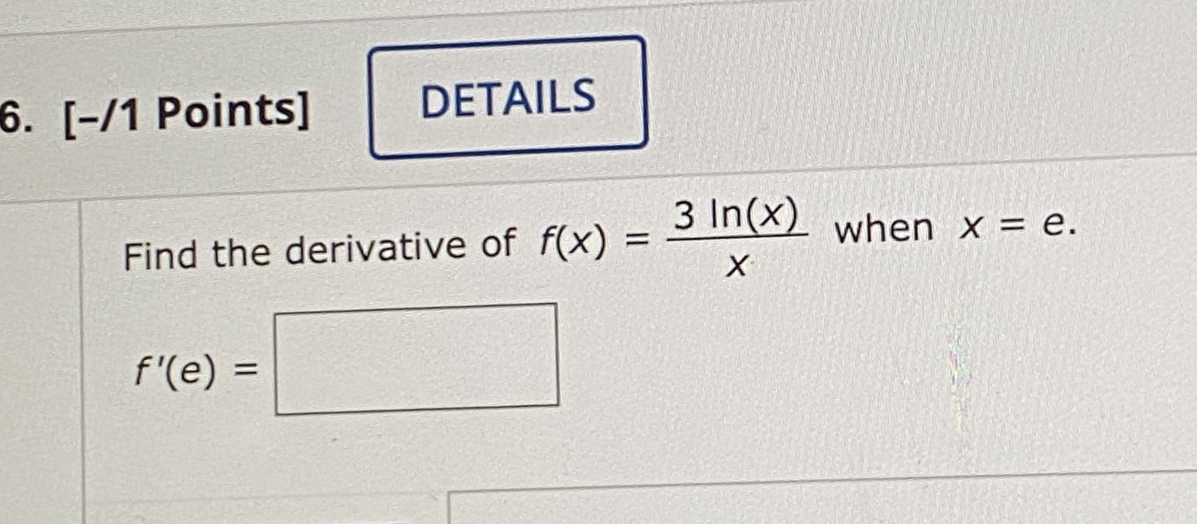 6. [-/1 Points] Find the derivative of f(x)=x3ln(x) | Chegg.com