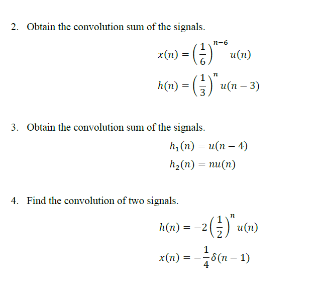 Solved 2. Obtain the convolution sum of the signals. | Chegg.com