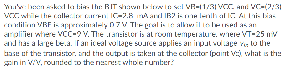 Solved +9V Rc RB1 -oVc 162. OVE w RB2 •RE TE You've been | Chegg.com