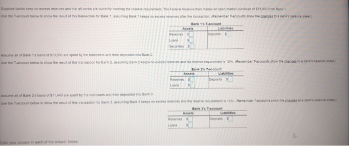 Solved Suppose banks keep no excess reserves and that al | Chegg.com