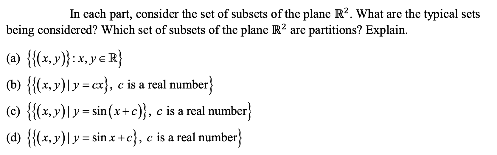 Solved In each part, consider the set of subsets of the | Chegg.com
