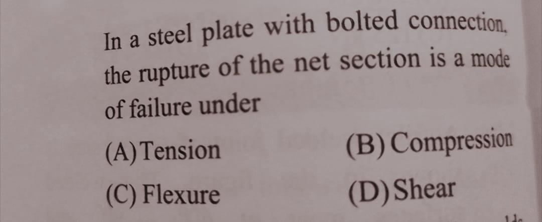 Solved In a steel plate with bolted connection. the rupture | Chegg.com