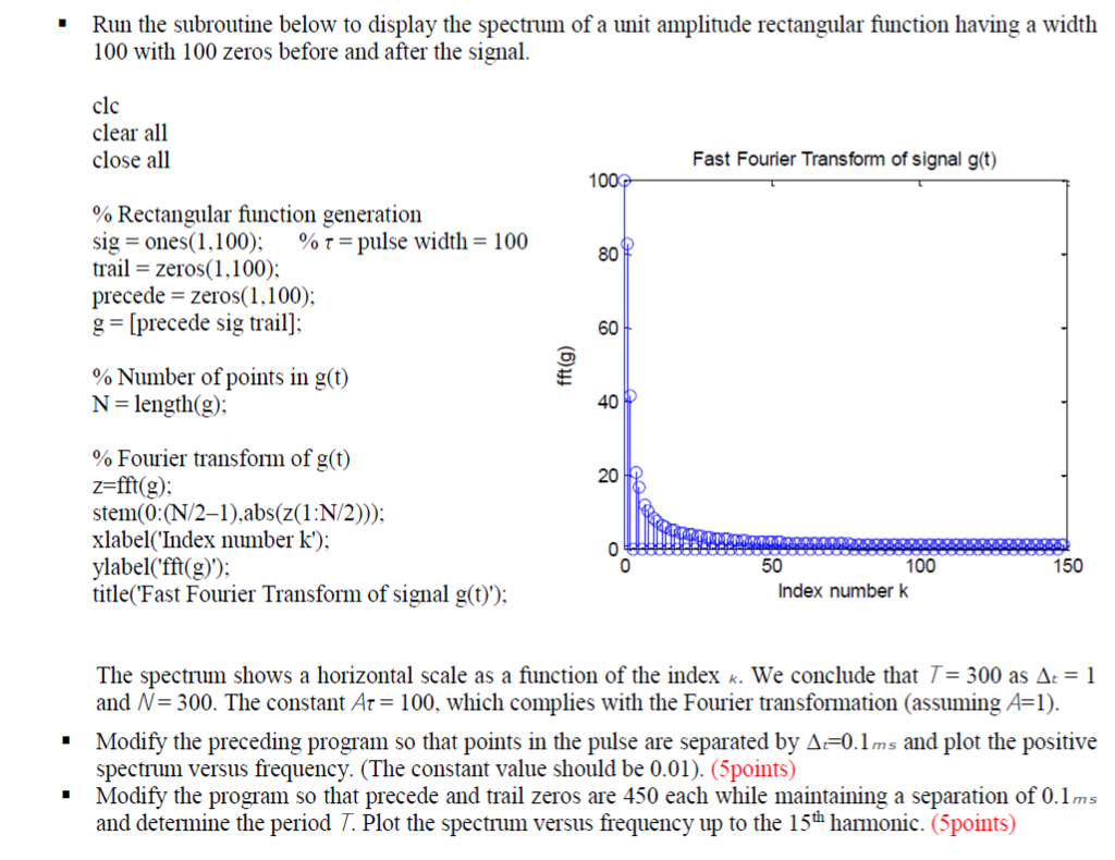 Run the subroutine below to display the spectrum of a | Chegg.com