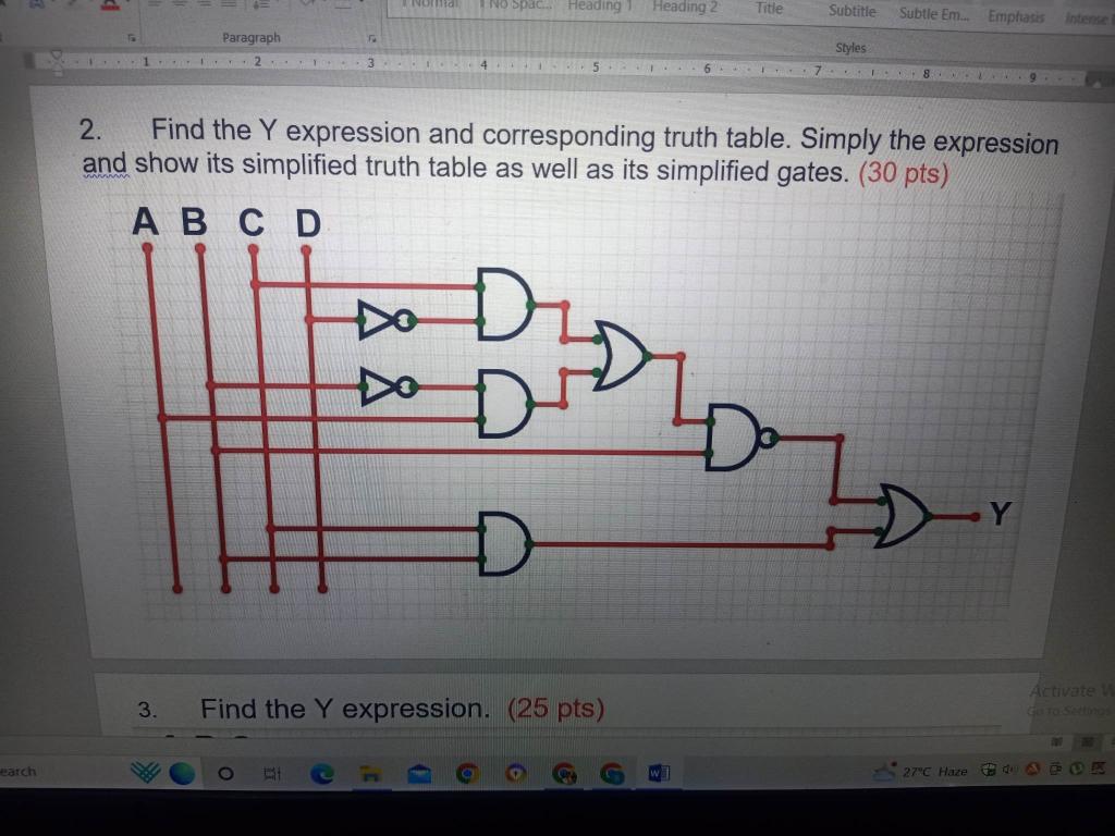 Solved 1. Find the Y expression and corresp@rding truth | Chegg.com