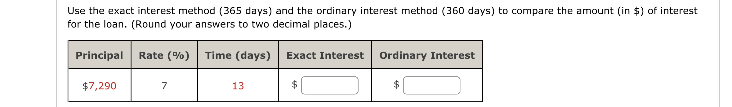 Solved Use the exact interest method ( 365 days) and the | Chegg.com