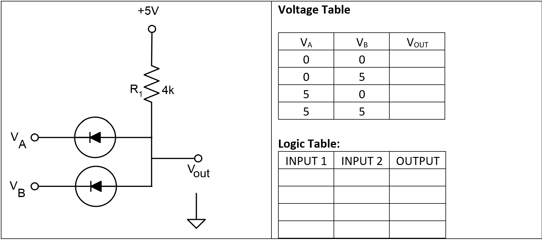 Solved Refer to the figure to fill the two tables. (Voltage | Chegg.com