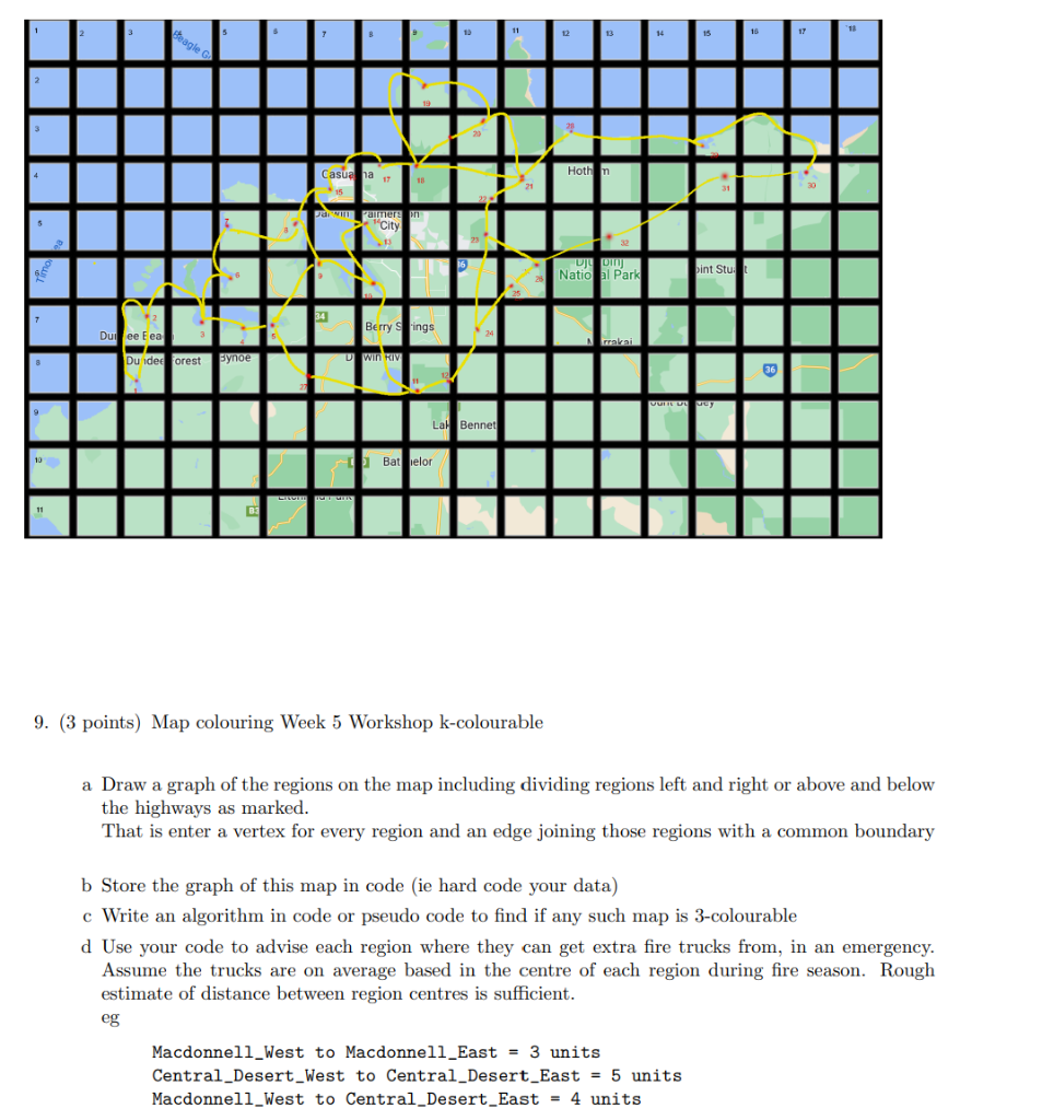 9. (3 points) Map colouring Week 5 Workshop | Chegg.com