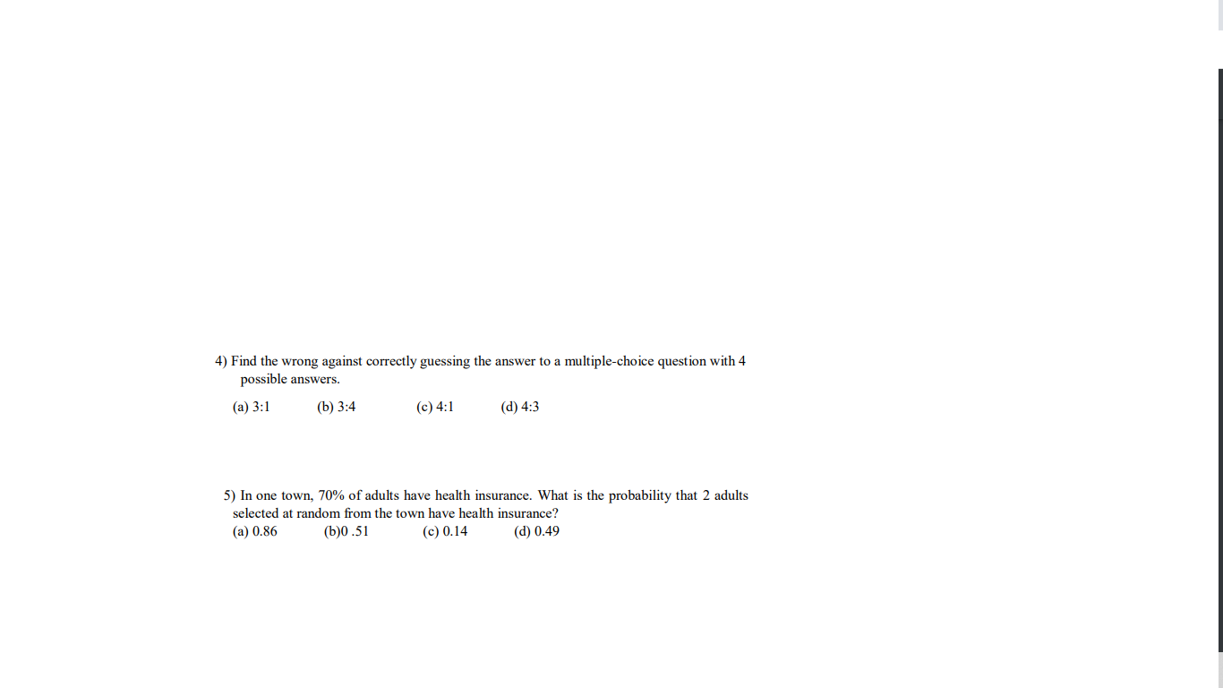 Solved Find the wrong against correctly guessing the answer | Chegg.com