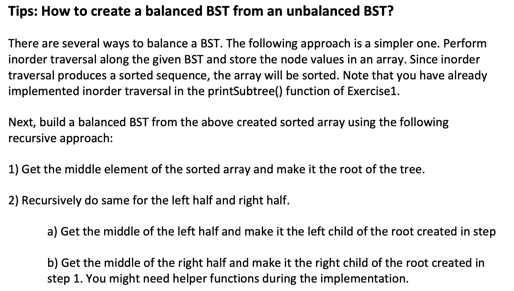 Solved Task 1.1 Node* balanceTreeNode* root); This function | Chegg.com