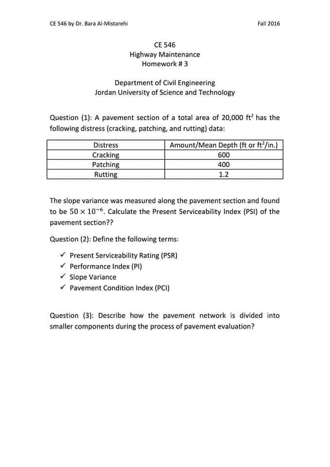 Solved Question (1): A pavement section of a total area of | Chegg.com