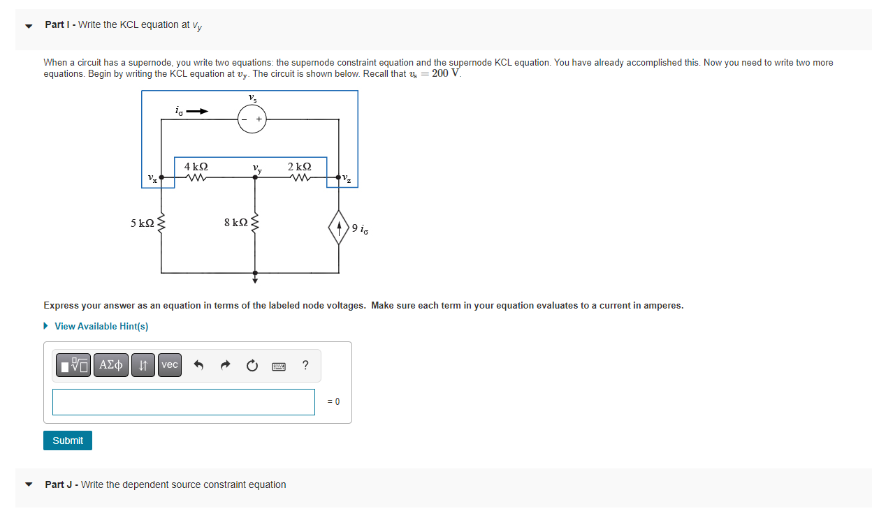 Solved Part G - Solve another special case using the | Chegg.com