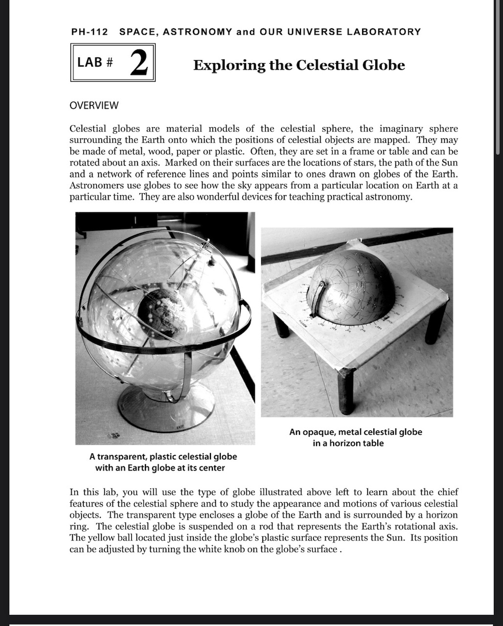PH-112 SPACE, ASTRONOMY and OUR UNIVERSE LABORATORY | Chegg.com