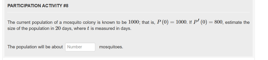 Solved PARTICIPATION ACTIVITY #8The current population of a | Chegg.com