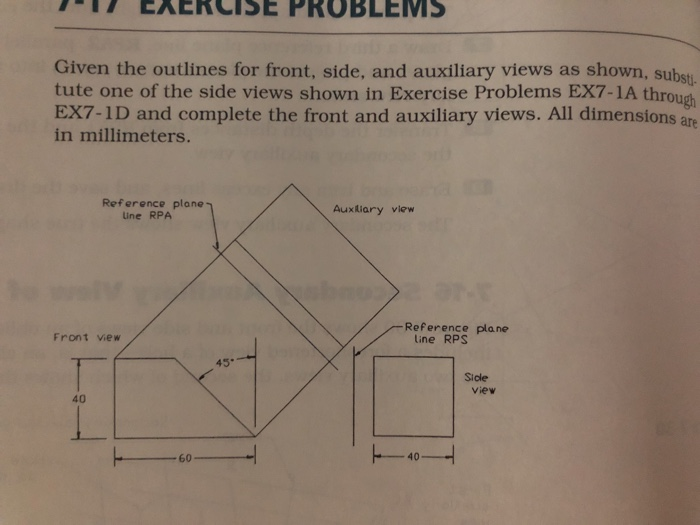 Solved draw the auxiliary view for 7-1D using the template | Chegg.com
