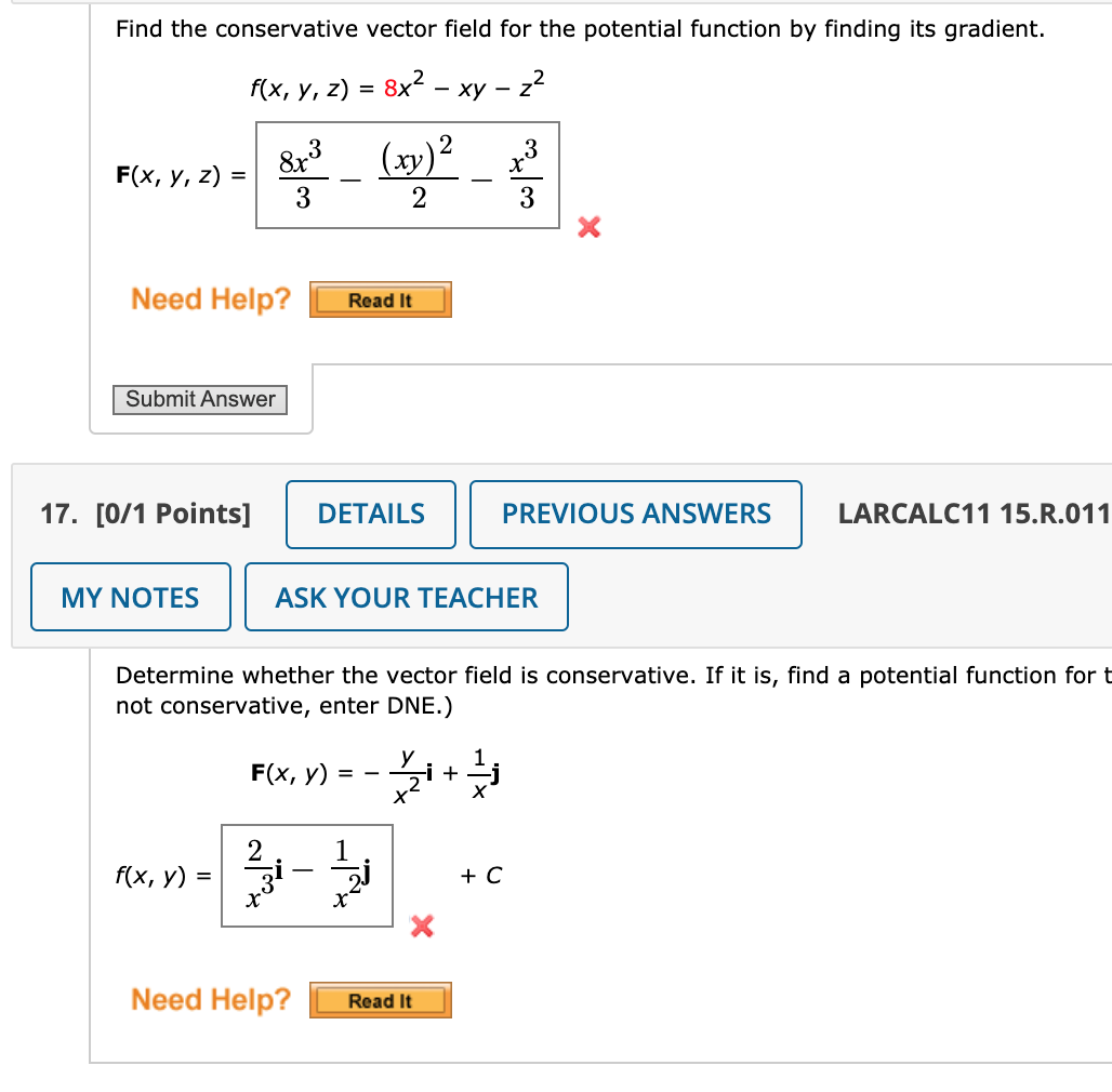 Solved Find the conservative vector field for the potential | Chegg.com