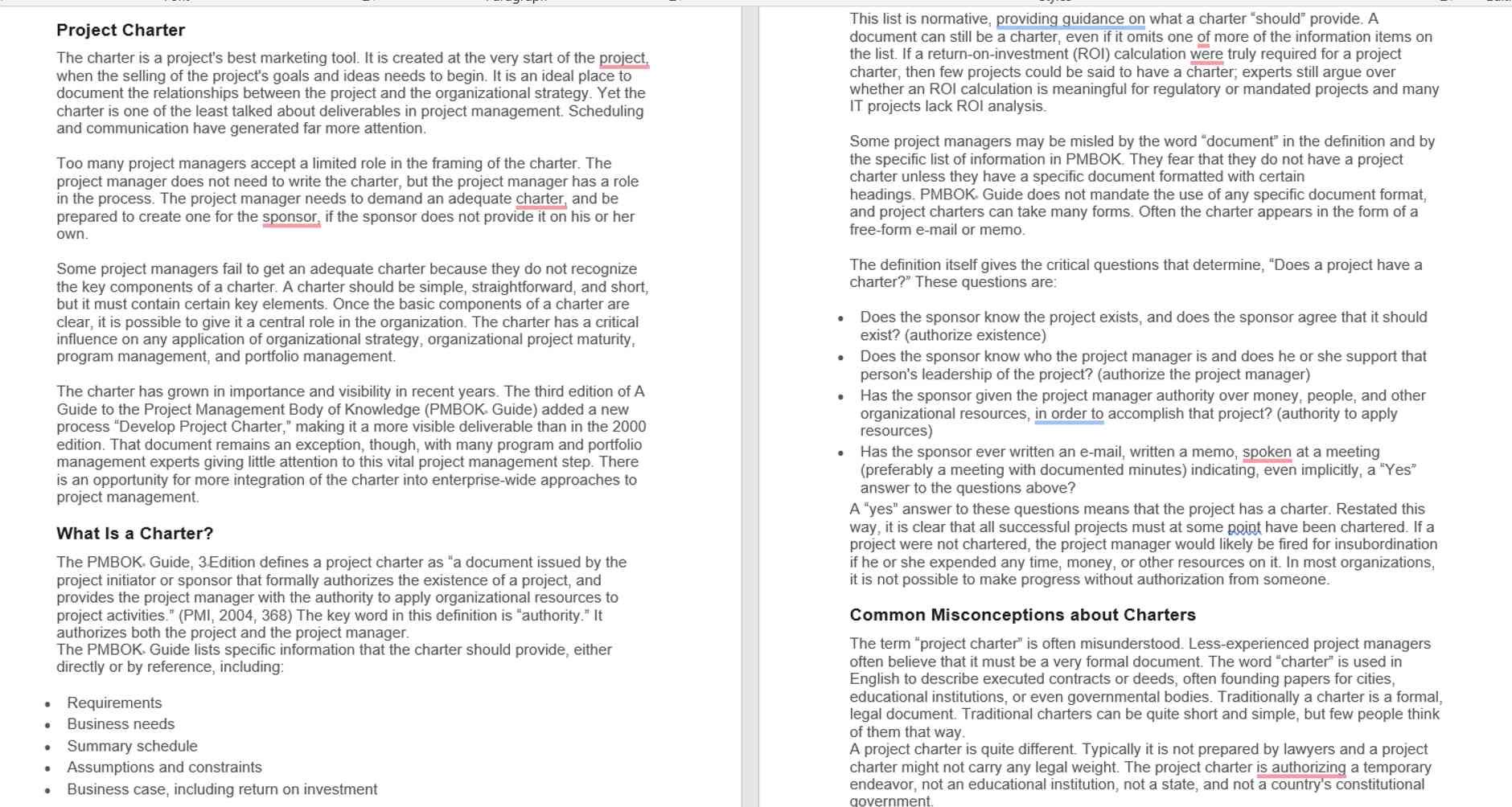 Project CharterThe charter is a project's best | Chegg.com