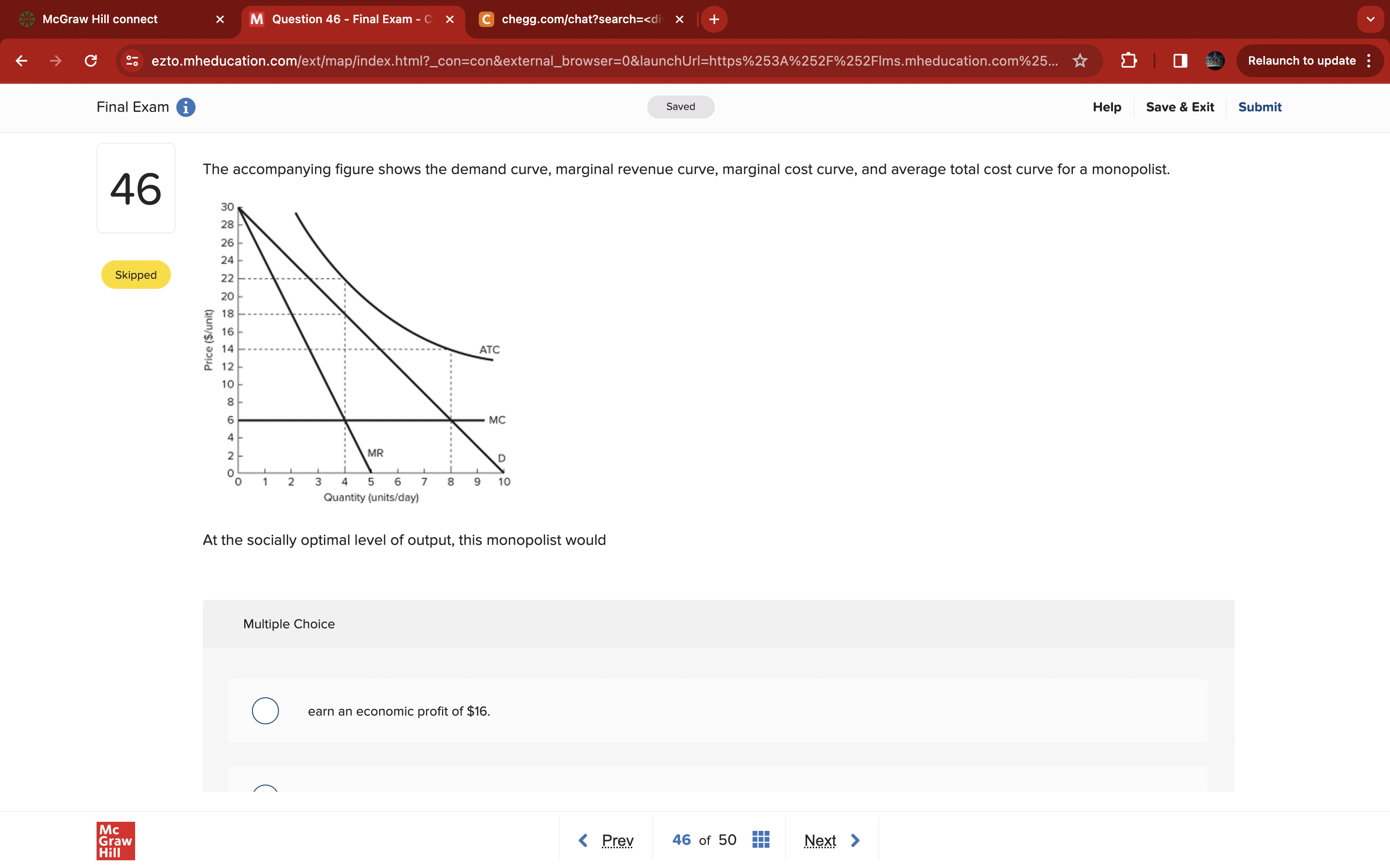 Solved Final Exam iSavedHelpSave & ExitSubmit46 ﻿The | Chegg.com