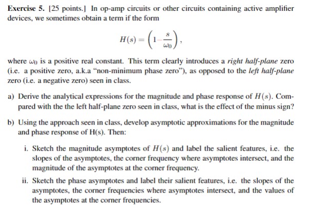 Solved Exercise 5. [25 points.] In op-amp circuits or other | Chegg.com