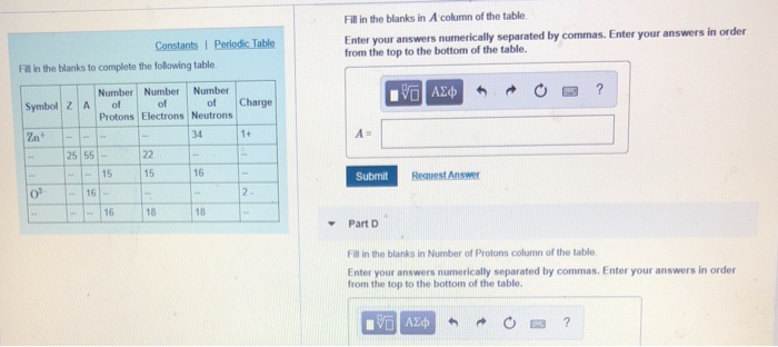 Solved Constants I Periodic Table Part A Fill in the blanks | Chegg.com