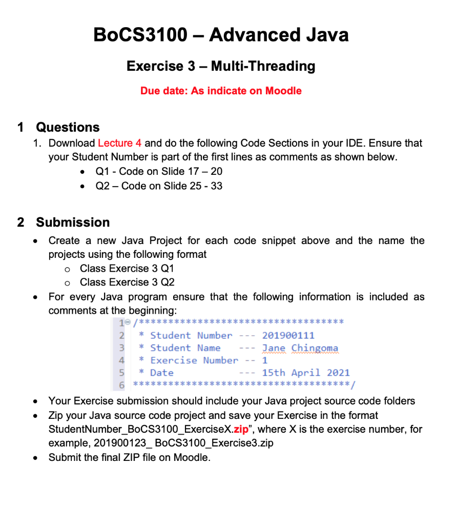 Solved BOCS3100 - Advanced Java Exercise 3- - | Chegg.com