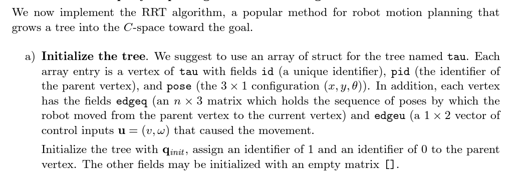 Solved We now implement the RRT algorithm, a popular method | Chegg.com
