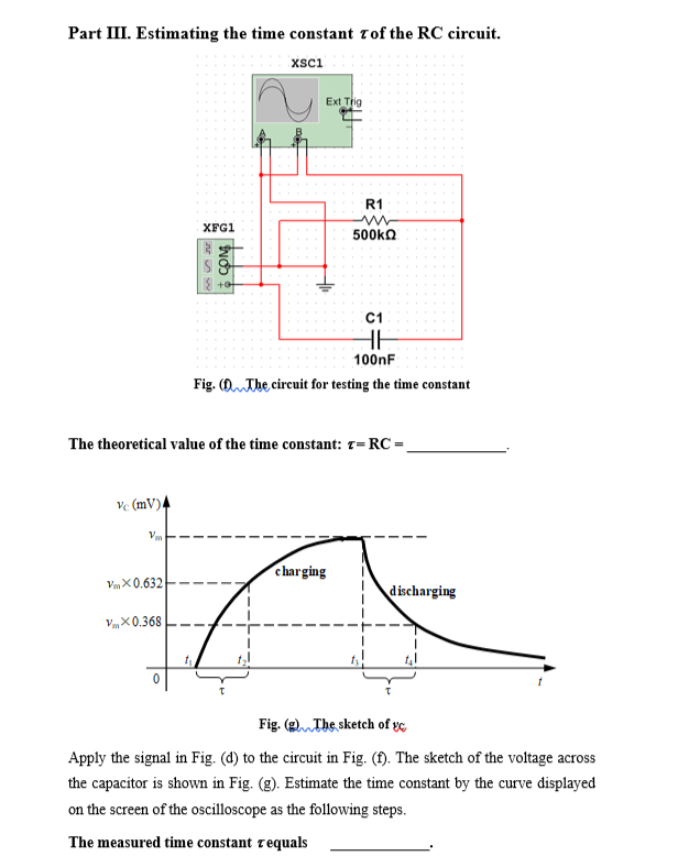 Solved Part III. Estimating the time constant Tof the RC | Chegg.com