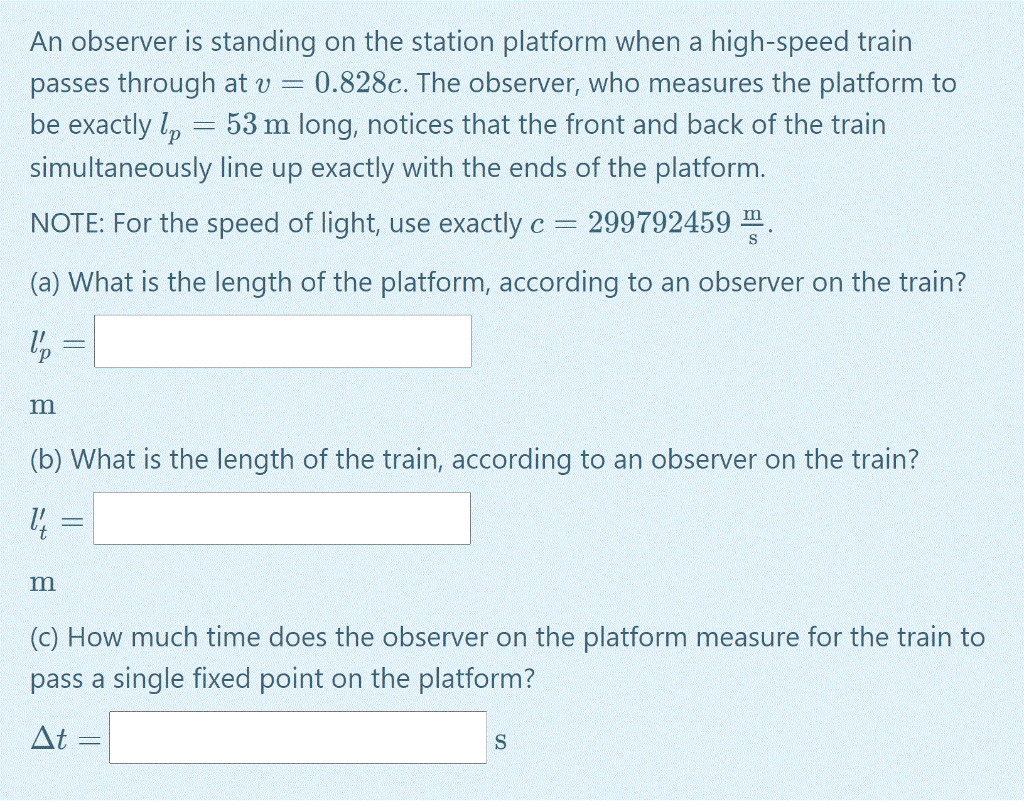 Solved An observer is standing on the station platform when | Chegg.com