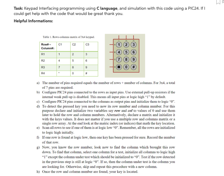 Task: Keypad Interfacing programming using Clanguage, | Chegg.com