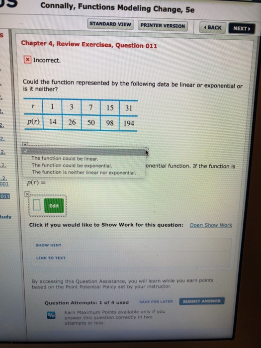 Solved Connally, Functions Modeling Change, 5e STANDARD VIEW | Chegg.com