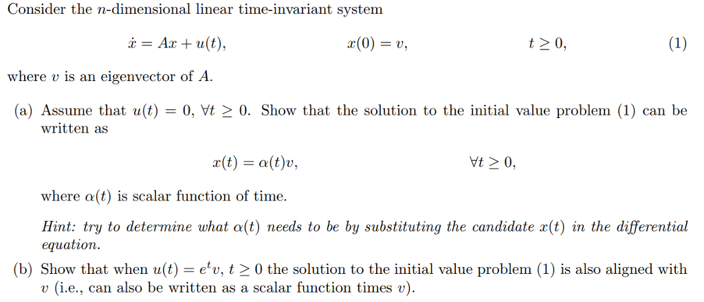 Solved Consider the n-dimensional linear time-invariant | Chegg.com