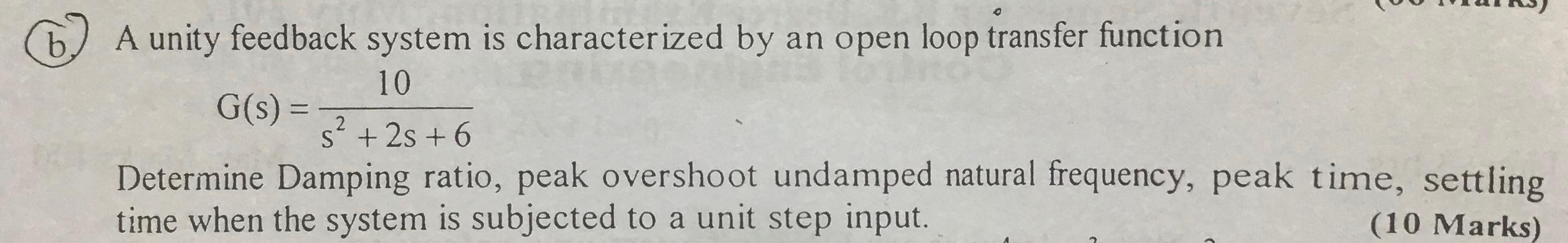 Solved b. A unity feedback system is characterized by an | Chegg.com