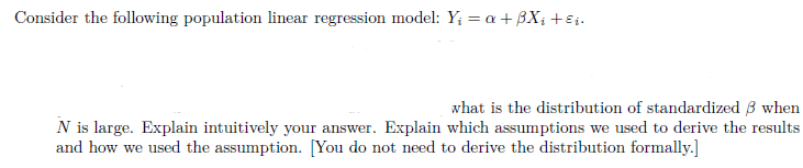 Solved Consider the following population linear regression | Chegg.com