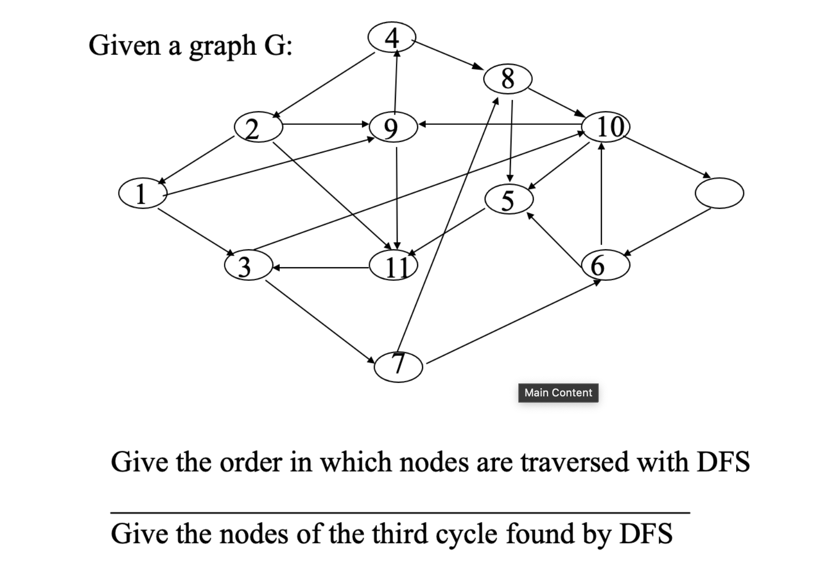 Solved Give the order in which nodes are traversed with DFS | Chegg.com