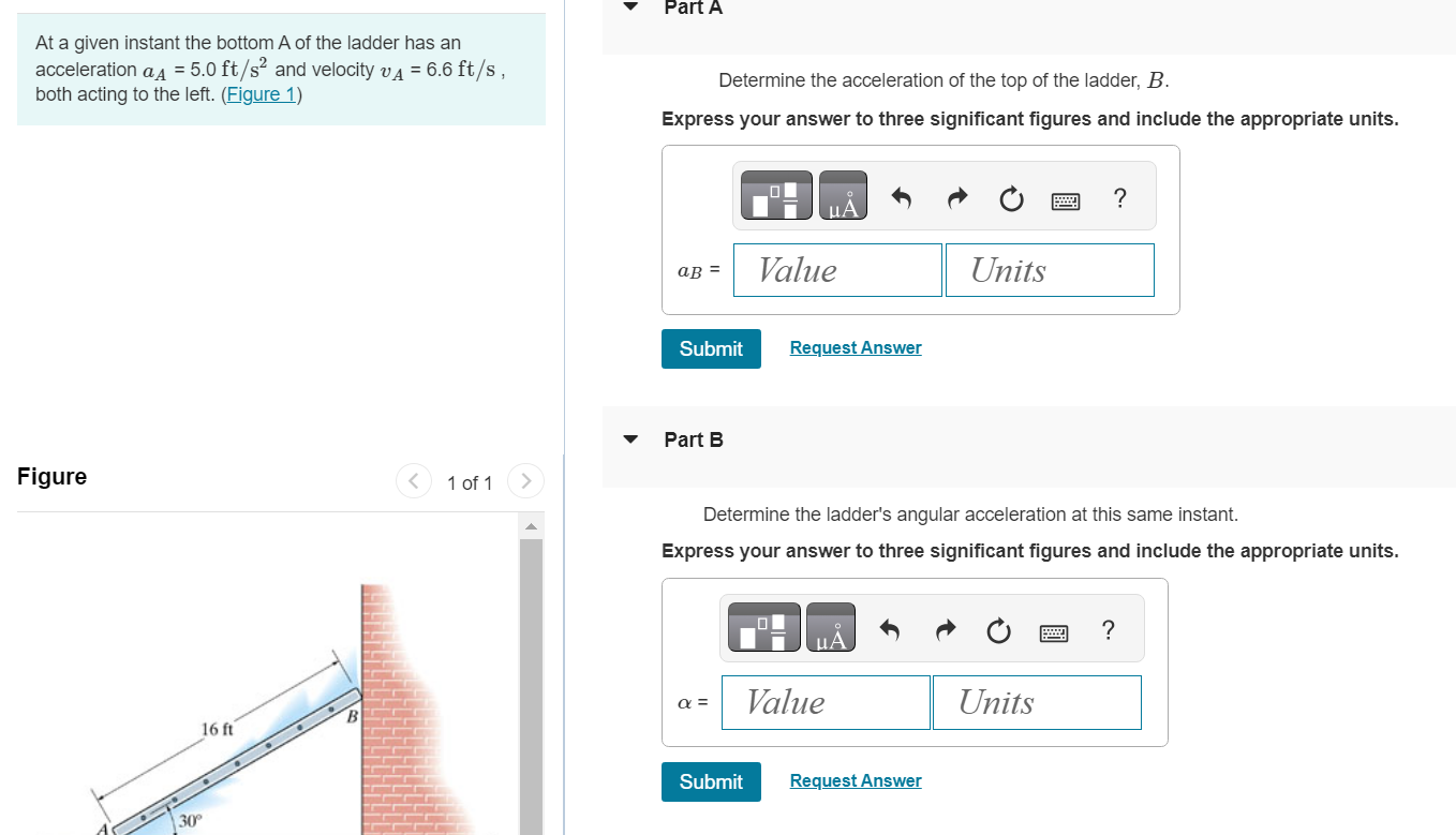 Solved At a given instant the bottom A of the ladder has an | Chegg.com