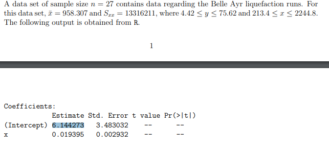 Solved (a) If possible, interpret the intercept of the least | Chegg.com