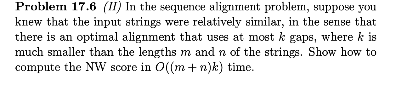 Solved Problem 176h In The Sequence Alignment Problem 1318