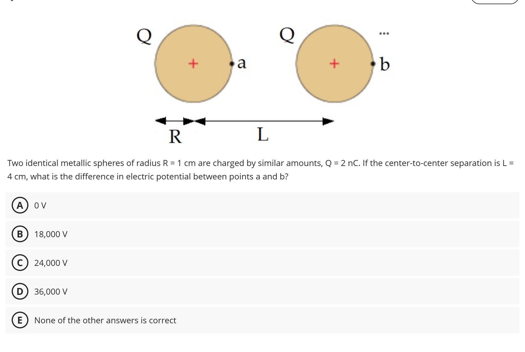 Solved Two identical metallic spheres of radius R=1cm are | Chegg.com