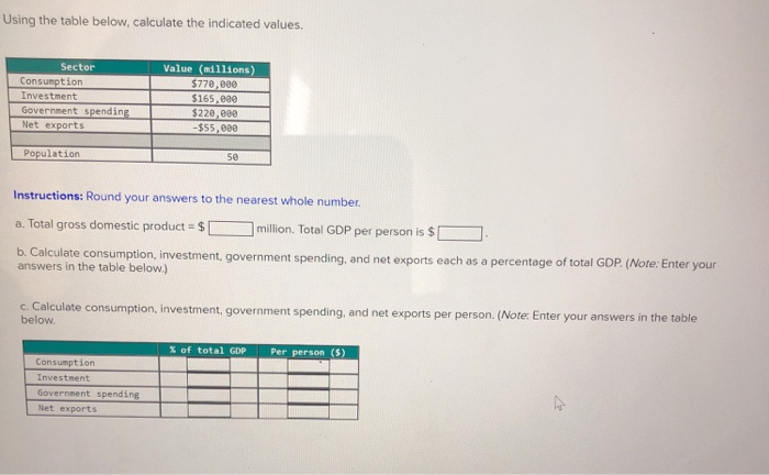 Solved Using the table below, calculate the indicated | Chegg.com