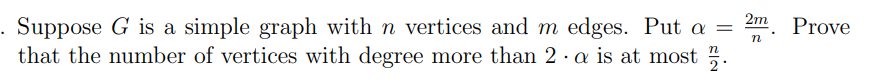 Solved Suppose G is a simple graph with n vertices and m | Chegg.com