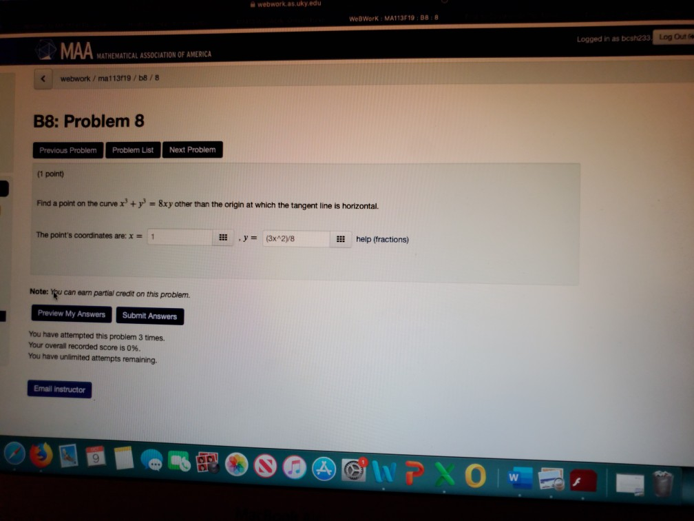 Solved webwork as.uky.edu WebWork : MA113F1938:8 Logged in | Chegg.com