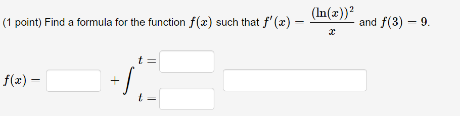 Solved (1 point) Find a formula for the function f(x) such | Chegg.com