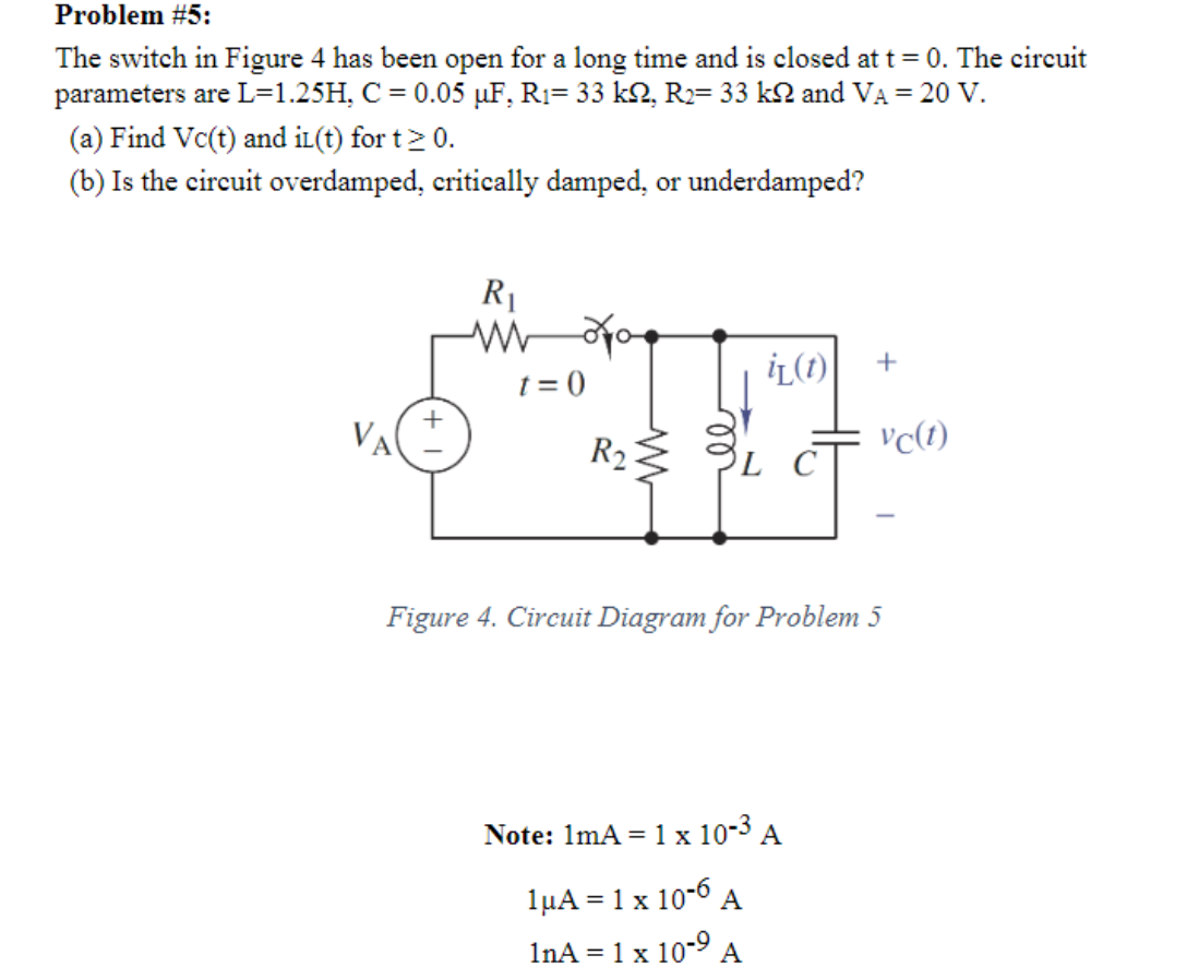 Solved Problem \#5: The switch in Figure 4 has been open for | Chegg.com